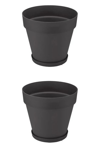 Minia Bahçe Dekoratif Yalı Saksı, 2 Adet, Antrasit 6 Lt Minia Bahçe Dekoratif Yalı Saksı, 2 Adet, Antrasit 6 Lt