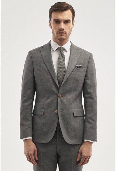 Slim Fit Yelekli Nano Takım Elbise