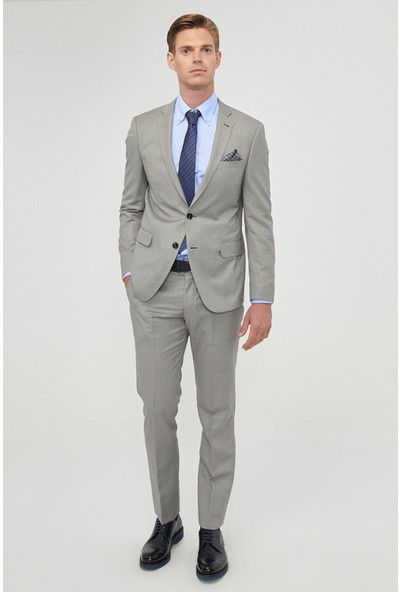 Altınyıldız Classıcs Erkek Siyah-Beyaz Slim Fit Desenli Nano Takım Elbise