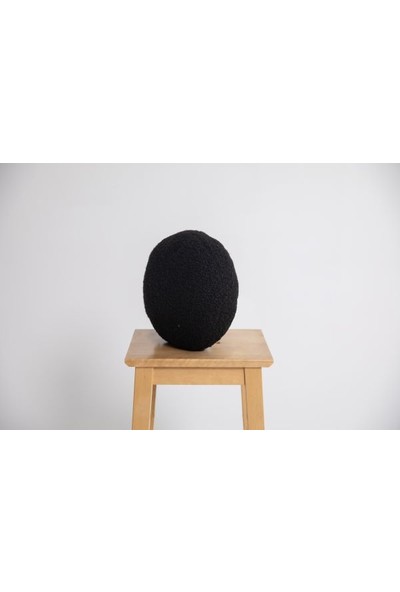 Eachtome Dekoratif Kırlent Teddy Yassı Yuvarlak - Siyah