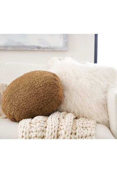 Eachtome Dekoratif Kırlent Teddy Disk - Kahverengi