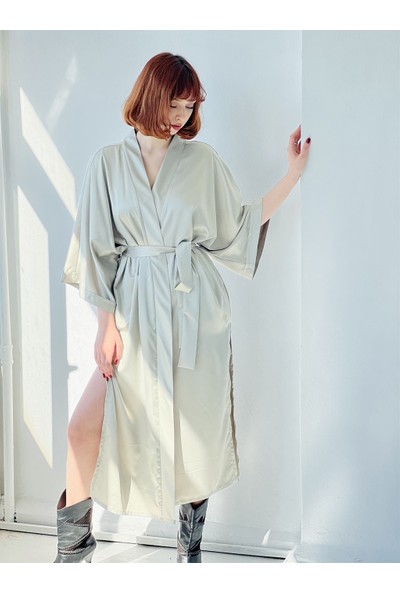 Retrobird Saten Kimono Kadın Su Yeşili