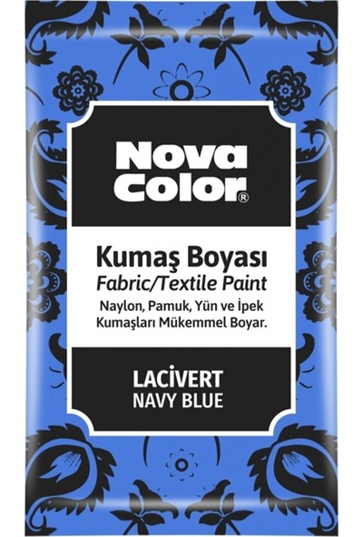 Nova Color Toz Kumaş Boyası 12 gr Lacivert NC-909 Nova Color Toz Kumaş Boyası 12 gr Lacivert NC-909
