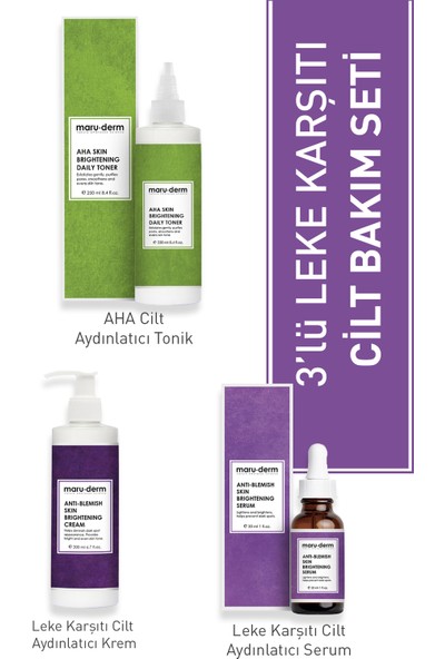 Maru.Derm Maruderm 3'lü Cilt Bakım Seti - Aha Tonik, Leke Kremi, Leke Karşıtı Serum (250 Ml, 200 Ml, 30 Ml) Maru.Derm Maruderm 3'lü Cilt Bakım Seti - Aha Tonik, Leke Kremi, Leke Karşıtı Serum (250 Ml, 200 Ml, 30 Ml)