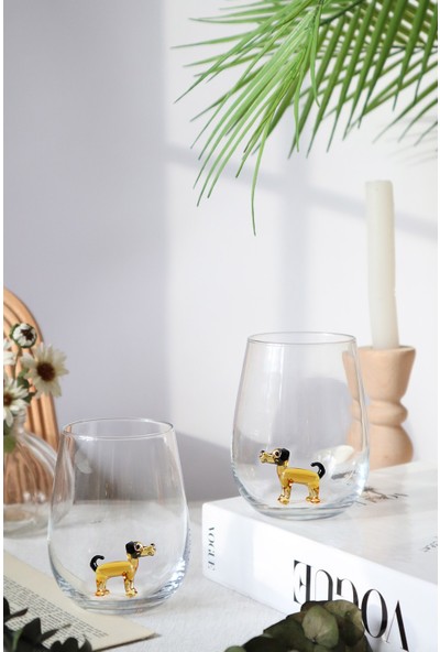 Sosis Köpek Figürlü Dekoratif Su Bardağı 2'li Set