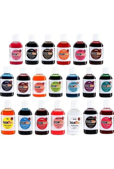 Deembro Sıvı Gıda Boyası Seti 20'li 20 Renk 50 ml Su Bazlı Likit Gıda Boyası Seti Büyük Boy Deembro Sıvı Gıda Boyası Seti 20'li 20 Renk 50 ml Su Bazlı Likit Gıda Boyası Seti Büyük Boy