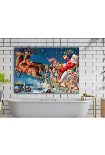 Kanvas Tablo - Noel Baba Ren Geyiği ile Kızak Boyama - Kış - Oyuncaklar - Hediyeler - Kasaba Kanvas Tablo - Noel Baba Ren Geyiği ile Kızak Boyama - Kış - Oyuncaklar - Hediyeler - Kasaba