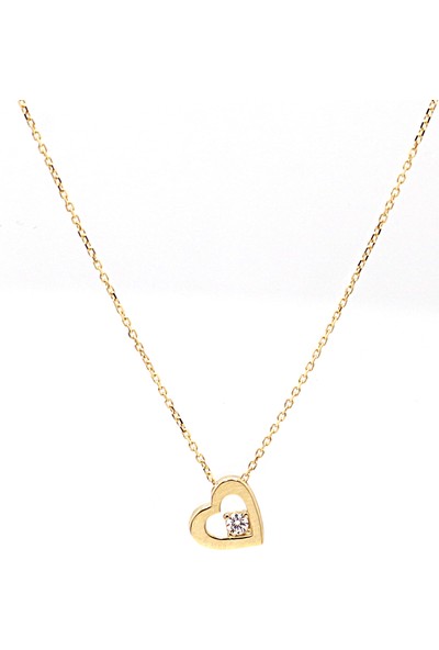 Saçak Kuyumculuk Kalp Tektaş Altın Kolye Saçak Kuyumculuk Kalp Tektaş Altın Kolye