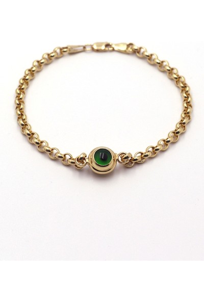 Saçak Kuyumculuk Göz Boncuklu Tek Altın Bileklik