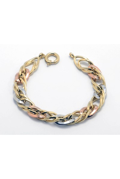 Saçak Kuyumculuk Halloy Üç Renk Altın Bileklik 814