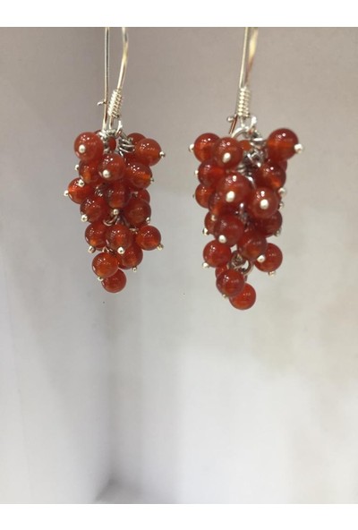 Bursa Kuyumcusu Akik Taşlı Gümüş Üzüm Küpe