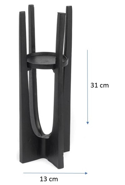 Cozze Collection Siyah Çubuk Mumluk 13X21X31