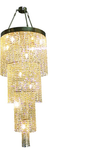 Üstün Avize Kristal Taş Paslanmaz Sarkıt Lüks Avize 60*185