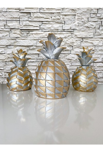 Go İthalat Ananas Biblo 3 Lü Set Gümüş - Hürrem Sultan
