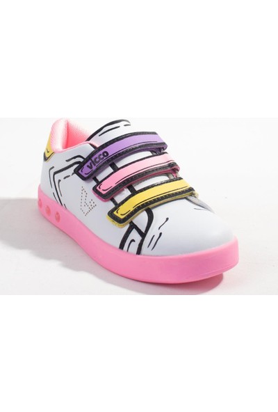Vicco Picasso 313F22Y153 Beyaz Pembe Günlük Ortopedik Işıklı Kız Çocuk Spor Ayakkabı