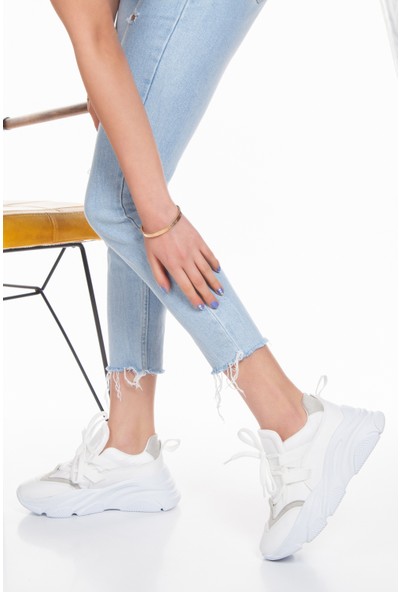Bakac Store Kadın Beyaz Yüksek Taban Spor Ayakkabı Sneaker