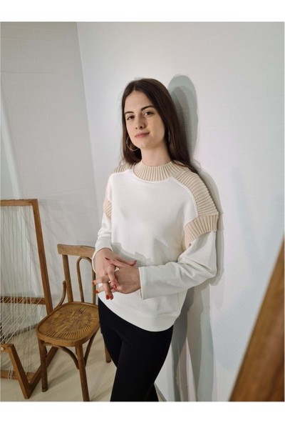 Bebe Plus Bayan Sweatshirt 26388 - Ekru - L