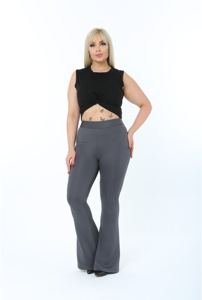 Büyük Bedenim Düz Ispanyol Paça Pantolon