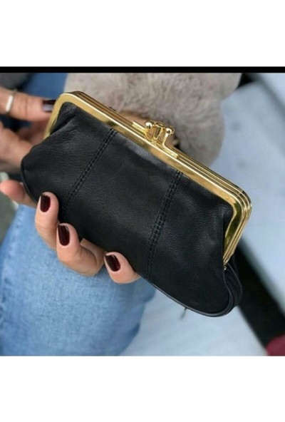 Erzeno Hakiki Deri Siyah Klipsli Kadın Cüzdanı Erzeno Hakiki Deri Siyah Klipsli Kadın Cüzdanı