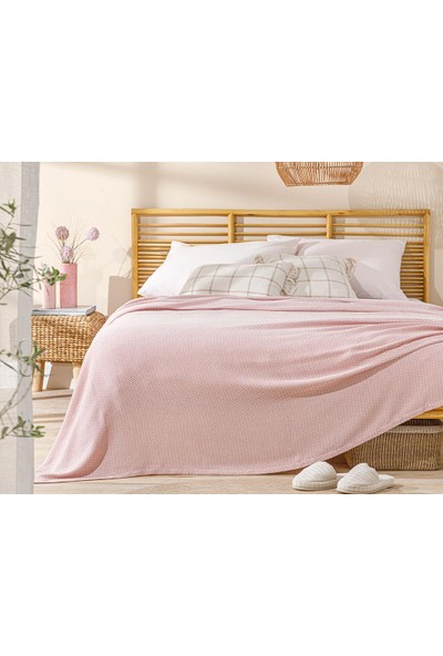 Madame Muko Ipliği Boyalı Örme Pike Çift Kişilik -200X235 cm Pembe