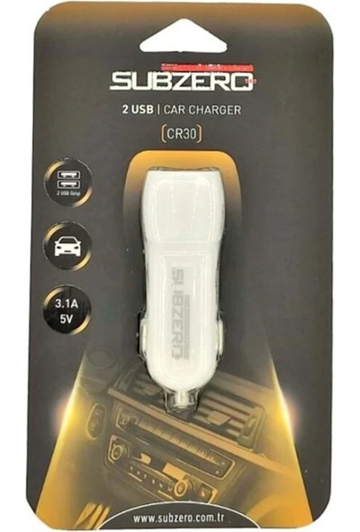 Subzero Araç Şarj Başlık | 2usb Giriş - Hızlı 3.1A - CR30 Subzero Araç Şarj Başlık | 2usb Giriş - Hızlı 3.1A - CR30