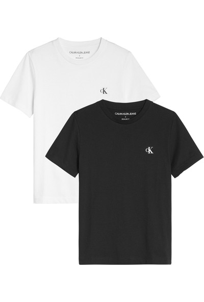 Calvin Klein Ib0Ib01093-2-Pack MonogramTop Bisiklet Yaka Normal Kalıp Düz Siyah - Beyaz Erkek Çocuk Calvin Klein Ib0Ib01093-2-Pack MonogramTop Bisiklet Yaka Normal Kalıp Düz Siyah - Beyaz Erkek Çocuk