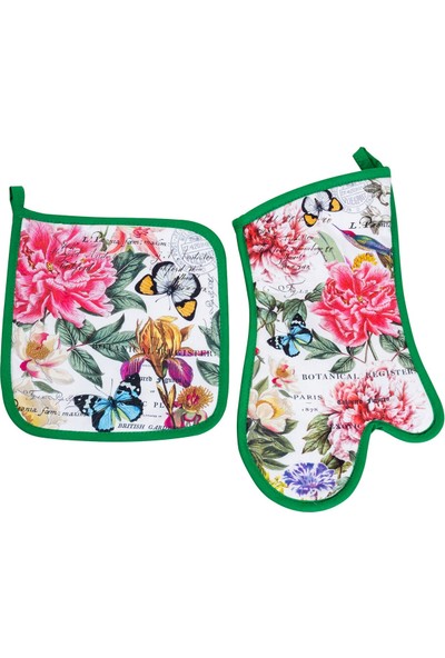 Vivamaison Isıya Dayanıklı Desenli Özel Fırın Eldiveni, Tutacak Set Vivamaison Isıya Dayanıklı Desenli Özel Fırın Eldiveni, Tutacak Set