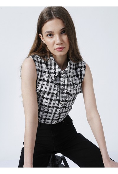 Fabrika Yelek, 42, Siyah - Beyaz