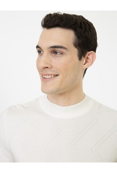 Pierre Cardin Ecru Slim Fit Triko Kazak 50241453-VR019