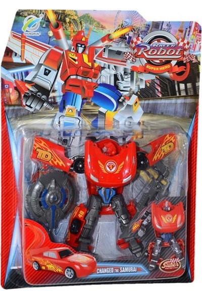 E-MacH Dönüşen Racer Robot Figürlü Araba Kırmızı Racer E-MacH Dönüşen Racer Robot Figürlü Araba Kırmızı Racer