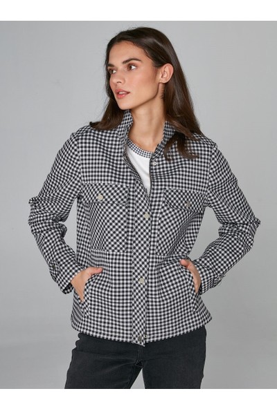 Faik Sönmez Kadın Gingham Desen Astarsız Ceket