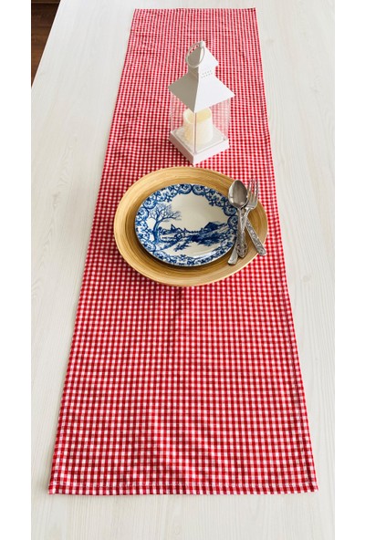 White Alamode Pötikare Kırmızı Beyaz Uzun Düz Runner