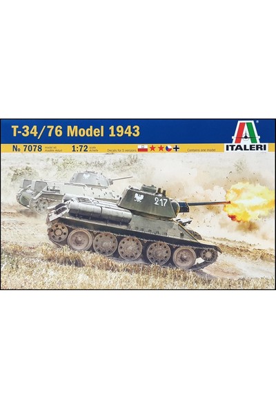 Italeri 7078S 1/72 T-34/76 Mod. 43 Tank Demonte Plastik Maketi Italeri 7078S 1/72 T-34/76 Mod. 43 Tank Demonte Plastik Maketi