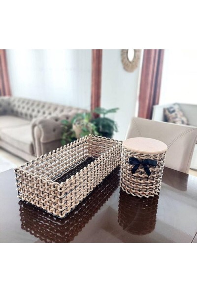 Egindra Hasır Tel Dekoratif Sepet-Saksılık 2li Set