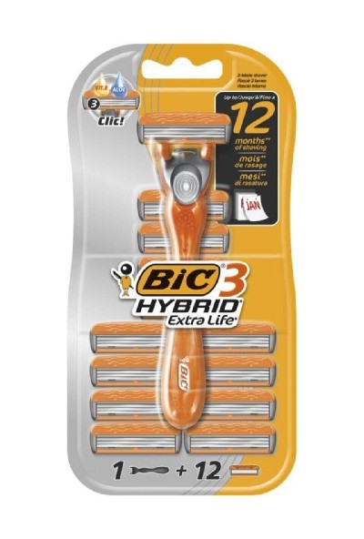 Bic 3 Hybrid Extra Life Tıraş Bıçağı 12 Kartuşlu