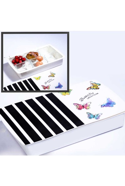 Kosova Khv-29 Melamin Kelebek Şekilli 8 Parça Cam Kahvaltılık Seti