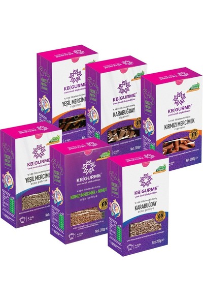 Kb Gurme Glutensiz, Vegan Jumbo Makarna Rigatoni + Arpa Şehriye 200 gr x 6