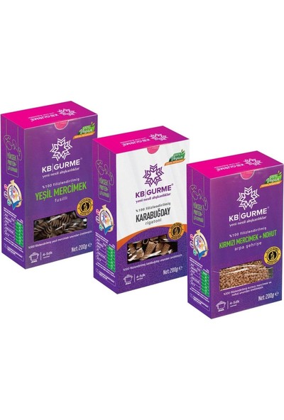 Kb Gurme Glutensiz Rig + Fus + Arpa Şehriye Makarna 200 gr x 3