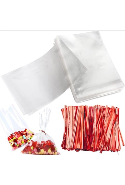 Big Party Store Kurabiye Jelatini Şeffaf Parlak Poşet, 50'li Kırmızı Tel Klips Big Party Store Kurabiye Jelatini Şeffaf Parlak Poşet, 50'li Kırmızı Tel Klips