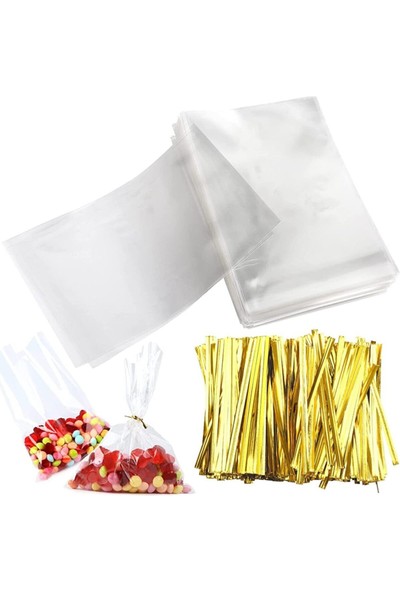 Big Party Store Kurabiye Jelatini Şeffaf Parlak Poşet, 50'li Gold Tel Klips Hediyeli Big Party Store Kurabiye Jelatini Şeffaf Parlak Poşet, 50'li Gold Tel Klips Hediyeli