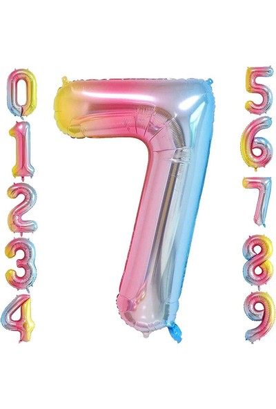 Patladı Gitti 7 Yedi Rakam Gökkuşağı Folyo Balon 34 Patladı Gitti 7 Yedi Rakam Gökkuşağı Folyo Balon 34