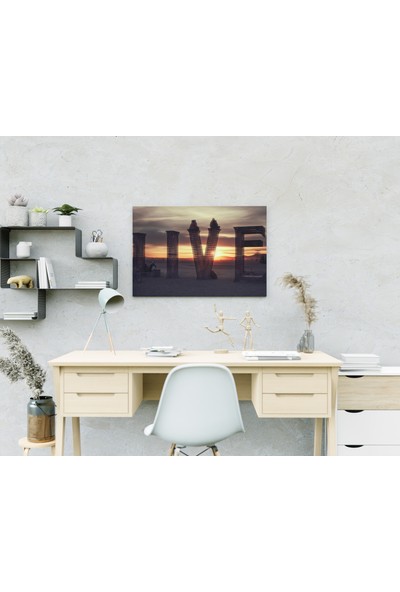 Canvas Burada Live Yazılı Gün Batımı Tablo