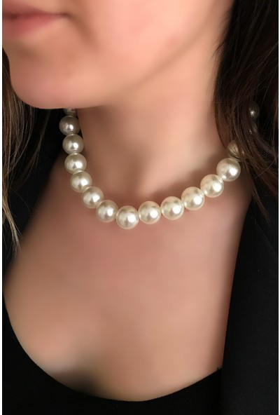 His Takı Kadın Ayarlanabilir Büyük Topçuk Inci Kolye His Takı Kadın Ayarlanabilir Büyük Topçuk Inci Kolye