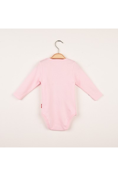 Bebek I Love Mommy's Yazılı Uzun Kollu Çıtçıtlı Badi-Pembe