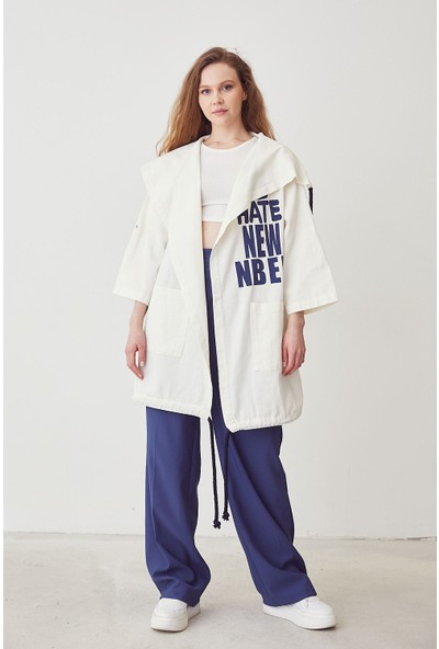 Lime Moda Salaş Ceket-Ekru