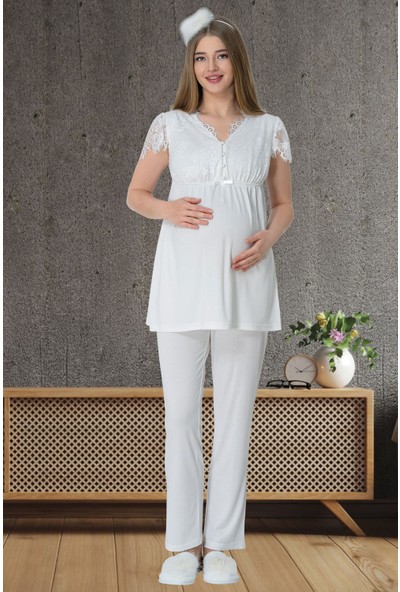 Mecit 5603 Ekru Lohusa Pijama Takımı Mecit 5603 Ekru Lohusa Pijama Takımı
