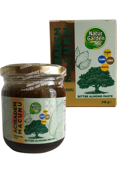 Natur Garden Acıbadem Macunu 240 gr Demir+Vitamin C+Çinko+Propolis Ilaveli Yoğunlaştırılmış Bitkisel Macun