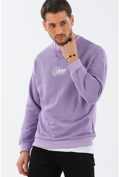 Unisex Lila Renk Oversize Yazı Baskılı 3 Iplik Sweatshirt Unisex Lila Renk Oversize Yazı Baskılı 3 Iplik Sweatshirt