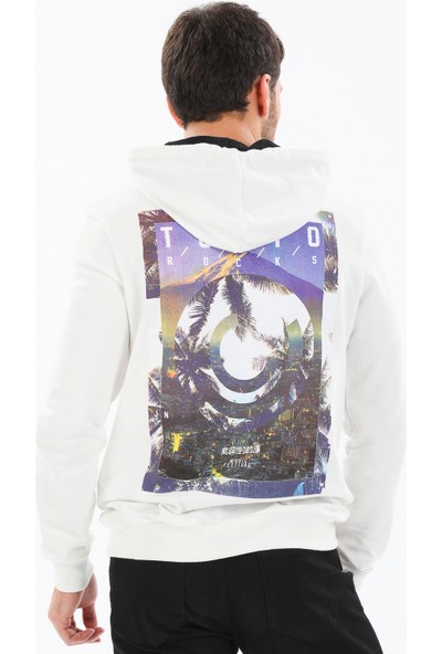 Beyaz Renk Arka Sırt Baskılı 3 Iplik Kapşonlu Sweatshirt Beyaz Renk Arka Sırt Baskılı 3 Iplik Kapşonlu Sweatshirt