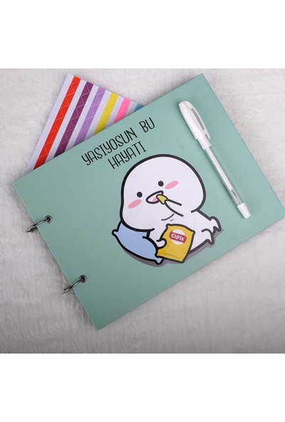 Patladı Gitti Yaşıyosun Bu Hayatı Bedeller Ödedik Tasarımlı Fotoğraf Albümü Anı Defteri; Beyaz Kalem ve Yapıştırıcı Hediyeli